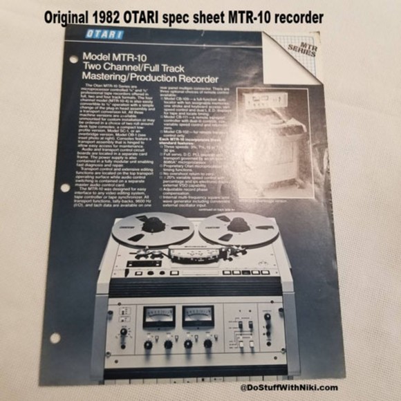 Other | Original 1982 Otari Spec Sheet Mtr1 Recorder | Poshmark